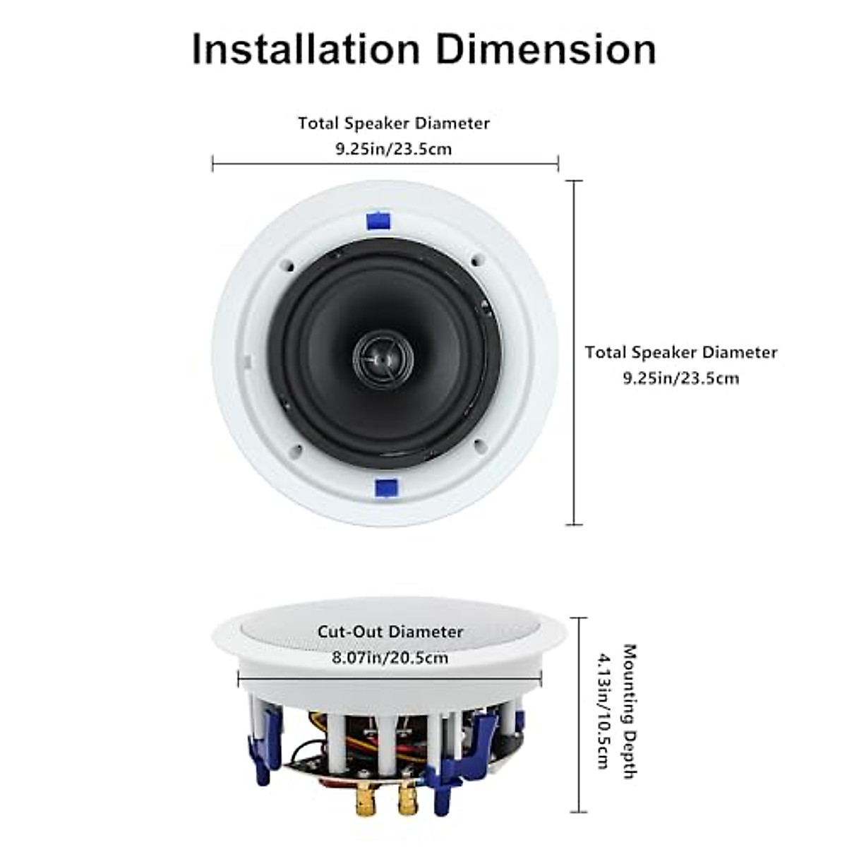 Herdio 6.5 Inch Bluetooth Ceiling Speakers 320W 2-Way Flush Mount in Wall Speakers for Home Bathroom Kitchen Office with Full Range Superior Sound,HCS-818BT