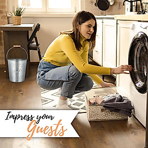 Autumn Alley Farmhouse 2 Pack Bathroom Trash Can - Rustic Galvanized Trash Can Bucket with Wooden Grip for Rustic Bathroom, Farmhouse Kitchen, Country Home Décor, 7 Liter, Galvanized Grey