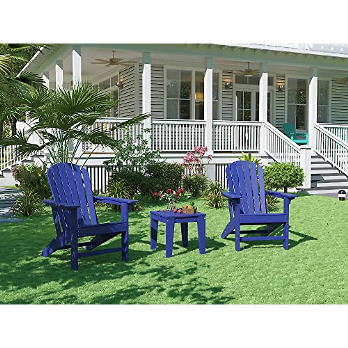 A-ECO LIVING Adirondack Chair, Patio Seating Outdoor Chair, HDPE All-Weather Lifetime Outside Furniture for Patio, Garden, Fire Pit, Deck, Porch, Poolside, Balcony, Beach, Yard, Lawn, Navy