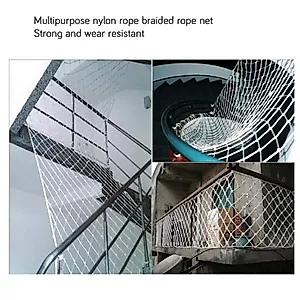 Anti-Fall Stair Nets Fence Nets Baby Safety Net, Stairs Balcony Anti-Fall Net Window Protection Net Outdoor Development Training Climbing Net Bar Garden Decoration Net Hanging Clothes Net White Rope