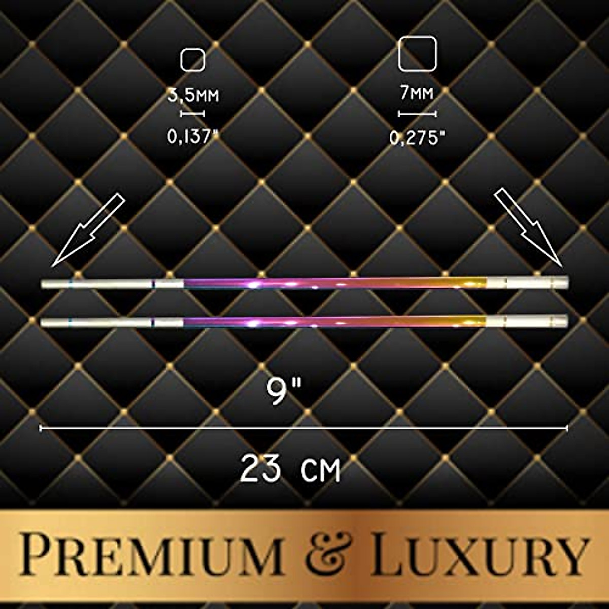 Albino Monkey Reusable Chopsticks - Extra Long 9" - 5 Pairs per Pack - Made of Food-Safe Stainless Steel - Holographic Design - Asian Dining Utensils for Home Kitchen & Restaurants - Nice Giftable Box