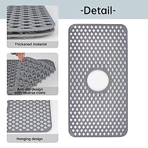 Makaduo Sink Protectors for Kitchen Sink, Silicone Kitchen Sink Accessories, Sink Mats for Stainless Steel Sink, Porcelain Sink, Large Folding Dish Drying Mat, Heat Resistant, Non-Slip, Grey