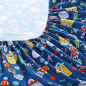 Poppy & Fritz Kids Twin Sheet Set, Stain Resistant Toddler Bedding, Soft & Cozy - Space Kids Blue