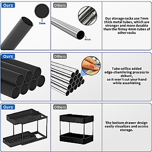 Black 2 Pack Under Sink Organizers and Storage, 2-Tier Sliding Cabinet Basket Organizer Multi-Purpose Under Sink Organizers and Storage for Bathroom Kitchen 40 x 22 x 31CM