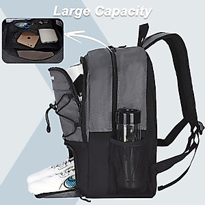 DAFISKY Youth Soccer Backpack - Soccer Bag with Shoes and Ball Compartment Sports Bag for Basketball Volleyball Football, Gray