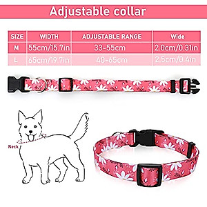 TIESOME Adjustable Soft Dog Collar, Bohemia Floral Multicolor Cute Patterns for Small Medium Large Pet Puppy Walking Running Training (Red M)