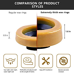 boeemi Extra Thick Wax Ring Toilet,with Flange and Bolts for Reinstallation of the Toilet, Fits 3-inch or 4-inch Waste Lines(2 PCS)
