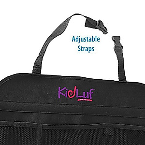 KidLuf Kick Mats, Car Kick Mats with Organizer - Premium Thick Waterproof Quality Seat Back Protectors - Extra Long Size with Adjustable Straps - Car Seat Back Protectors (2 Pack)