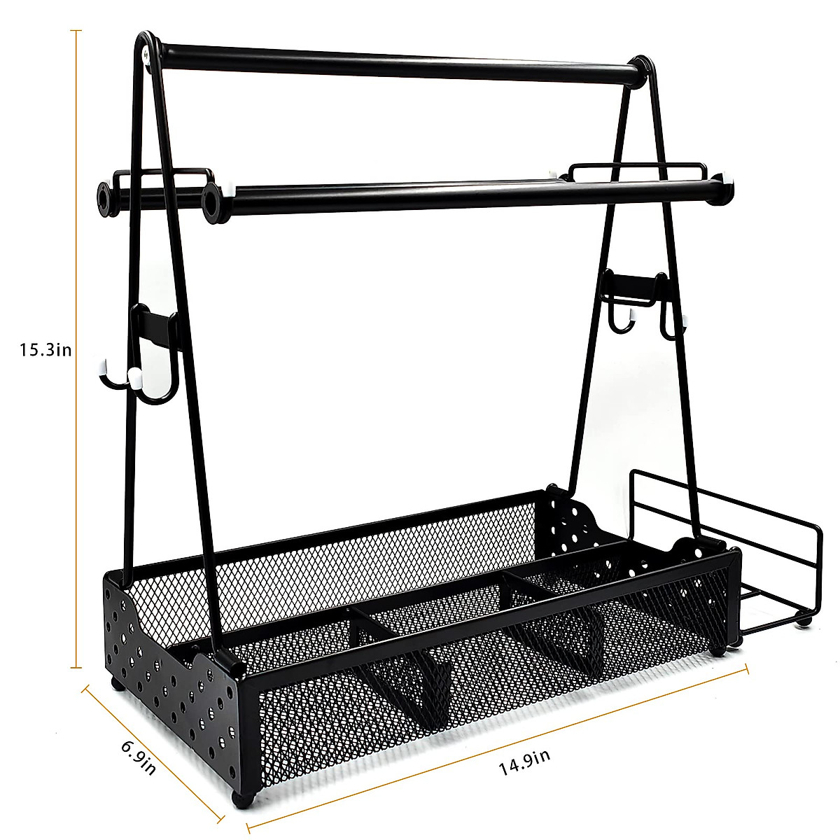 ALIKZO Large Grill Caddy, BBQ Caddy, Utensil Caddy for Camping, Condiment Caddy Silverware Holder, Utensil Holder for Party, with Handle & Paper Towel Holder, Grill Utensil Organizer