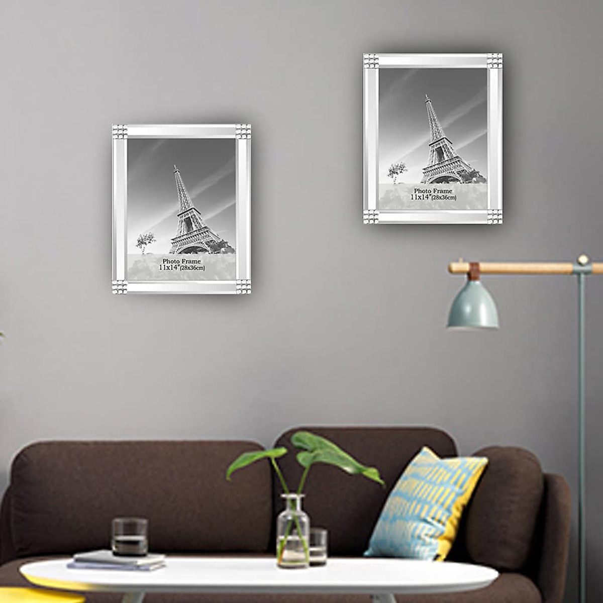 Meetart Standard Flat Silver Mirror Picture Frame 11x14 Inch With Mat For 8x10” Photo, Set Pack of 2 Piece, Wall Hang Portrait Or Landscape for Wall Decor Upgrade With Better Package。