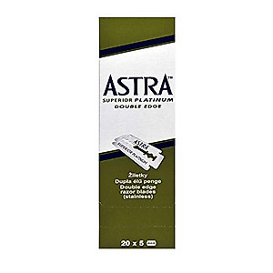Astra Superior Platinum Double Edge Shaving Razor Blades 100 Pcs Barber Favored by Astra