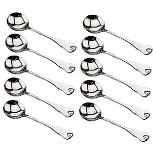 Large Soup Spoons, Large Stainless Steel Restaurant & Hotel Quality Round Soup Spoons, Set of 10