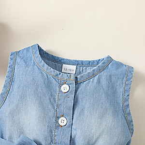 18 Months Girl Clothes Toddler Baby Girl Dress Denim Sunflower Short Sleeve Dress Jean Sundress Skirt Summer Dresses 18-24 Months Girl Clothing