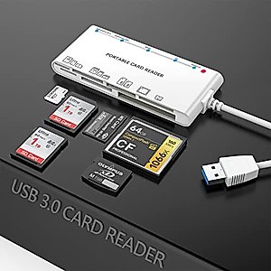 Rocketek SD Card Reader USB C White 7 in 1 Card Reader 5Gbps Read Write Simultaneously for SD SDXC SDHC CFI TF XD Micro SD Micro SDXC Micro SDHC MS MMC UHS-I Card for Windows Mac Linux