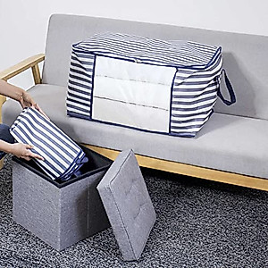 Fajyaz 105L Clothing Storage Bags, Blankets, And Quilts Storage Bags With Zippers(3 Pack)Foldable Organizer With Reinforced Handle，Clear Window