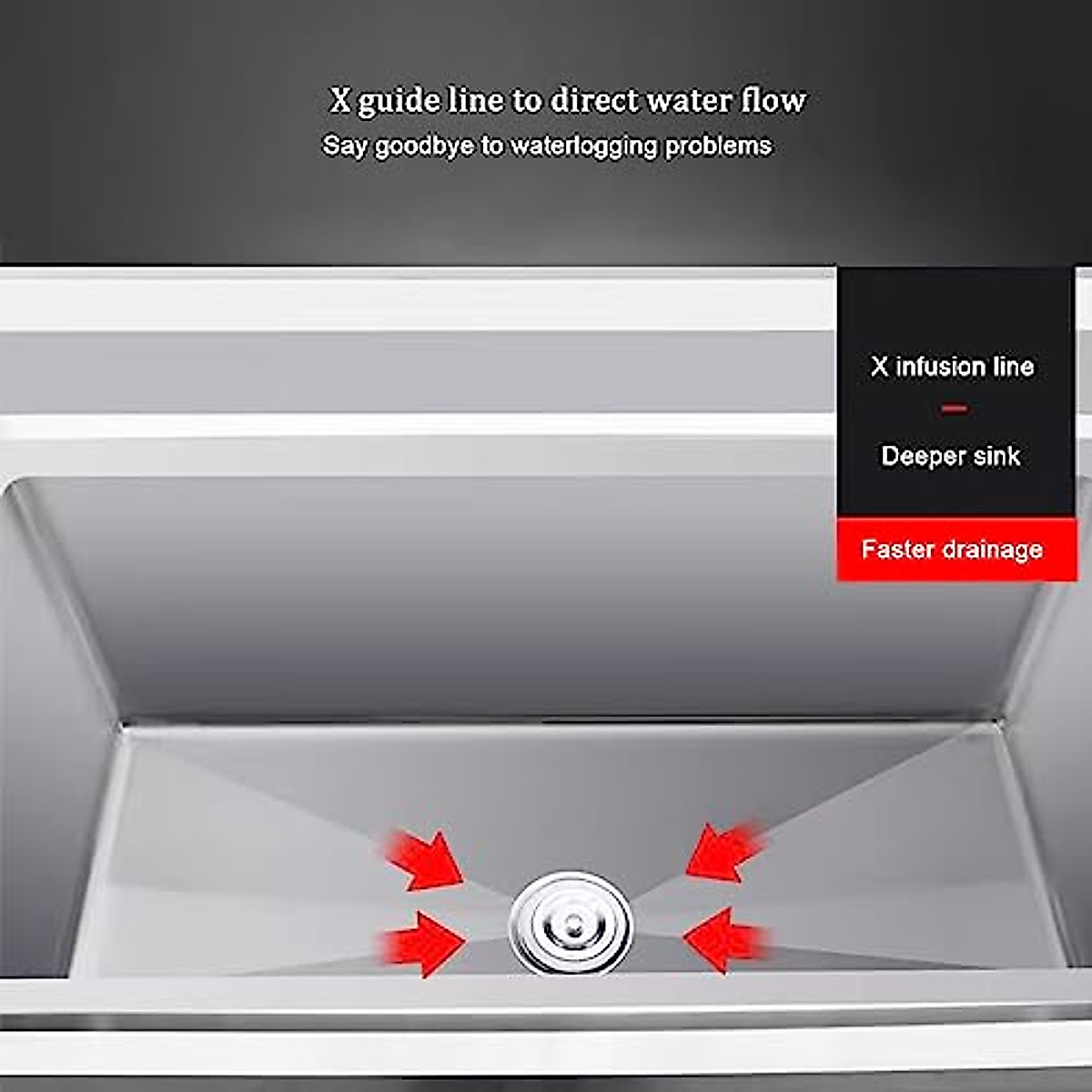 Commercial Kitchen Washing Sink Commercial Stainless Steel Utility Sink Freestanding Stainless Steel Sink with Drain Kit &Faucet for Restaurant, Laundry, Garage(47.2 * 27.5 * 30.5in)
