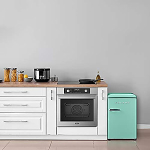 Galanz GLR25MGNR10 Retro Compact Refrigerator, Mini Fridge with Single Doors, Adjustable Mechanical Thermostat with Chiller, Green, 2.5 Cu Ft
