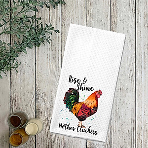 Rise and Shine Mother Clucker Microfiber Towel Rooster Chickens Gift for Friend Farm
