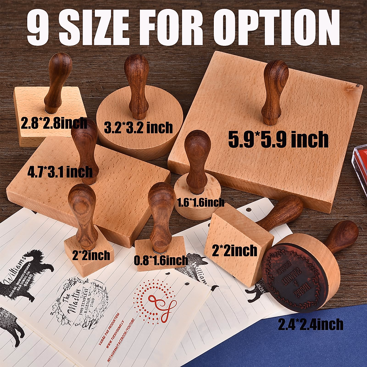 Custom Stamp - Personalized Stamp,Customization Business Logo/Address/Date/Name/Wedding Invitations Wooden Rubber Stamps for Multiple Sizes (Book Stamp)