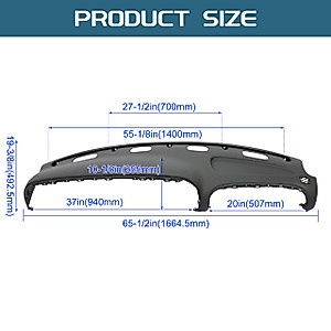 KUAFU Dash Replacement Compatible with 1998 1999 2000 2001 2002 Dodge Ram 1500 2500 3500 Dash Panel Dash Top Dashboard Replacement (Dark Gray)