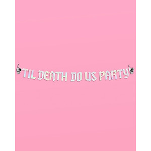 xo, Fetti Til Death Do Us Party Fringe Banner - Black and Iridescent, 5 Ft. | Bachelorette Party Decoration, Gothic Bach, Bridesmaid Favor, Rock Bride to Be Gift, Bridal Shower Supplies, Photobooth Backdrop