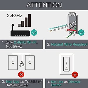 MoesGo WiFi Wall Push Button Smart Light Switch,Multi-Control, 2.4GHz WiFi Light Switches, Neutral Wire Required,Remote Control Smart Life/Tuya, Work with Alexa,Google Home White 3 Gang