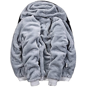 MANLUODANNI Men's Casual Hooed Hoodies Thick Wool Warm Winter Jacket Coats Black XL