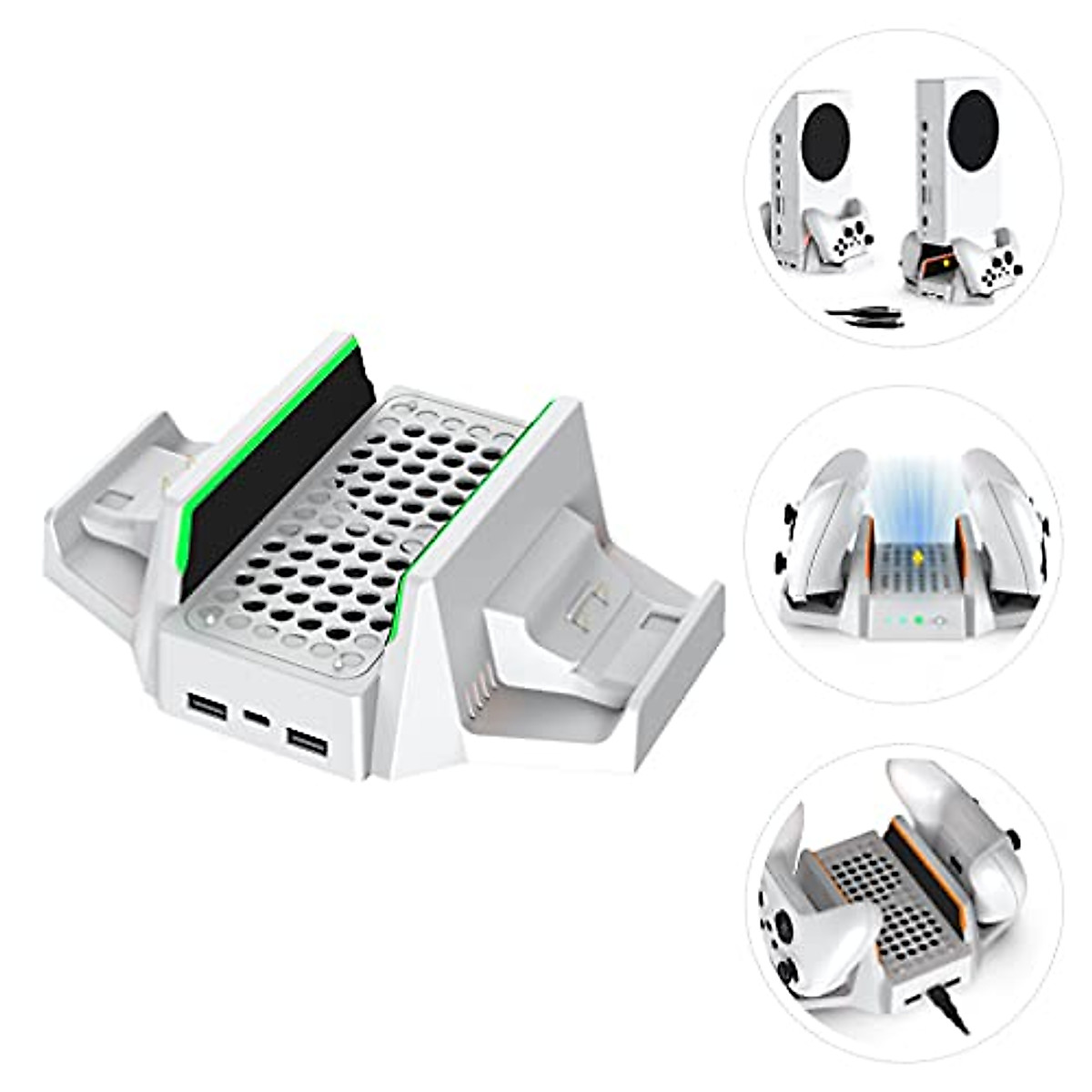 OSALADI Cooling Charging Base Potable Charger Portable Chargers Charger Portable Charging Dock Controller Charger Dock Kickstand Gamepad Dual-Charging Base abs White The Host Cooling Base
