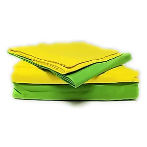 Tache 6 PC Cotton Reversible Solid Yellow & Green Lemon Lime Duvet Cover Set, Cal King