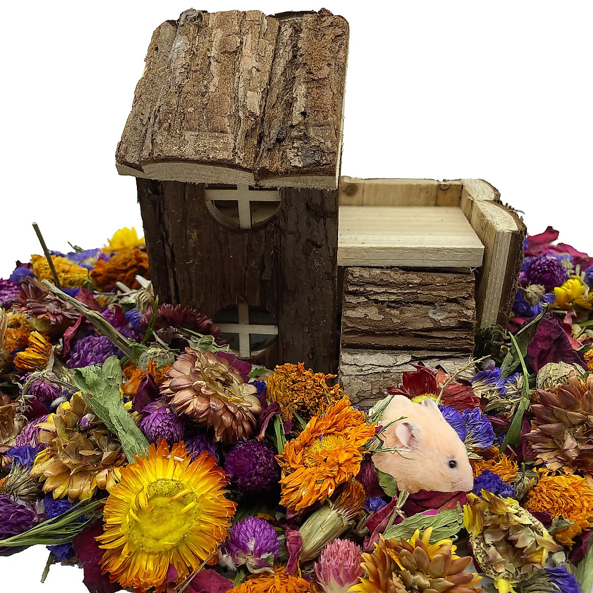 Tfwadmx Hamster Substrate Natural Flower Bedding Mate Habitat Decor for Dwarf Syrian Hamsters Mice Degus Gerbils Bunny or Other Small Animal