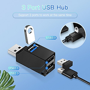USB Hub,3 Port High USB 3.0 Speed Splitter Plug and Play Bus Powered for MacBook, Mac Pro/Mini,iMac, Surface Pro,XPS,Notebook PC,USB Flash Drives,Mobile HDD, and More (BLACK1)