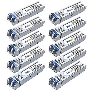 1.25 Gigabit Single Mode LC Duplex Transceiver,1000Base-LX Dual Fiber SFP Module,1310nm SMF, up to 10 km,DDM，Compatible with Cisco, Ubiquiti, Mikrotik,Netgear, Dlink and More (10Pack)