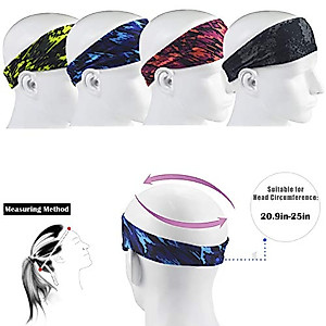 Obacle Headbands for Men Women Sweat bands Headbands Non Slip Thin Lightweight Breatheable Head Band Outdoor Sports Workout Yoga Gym Running Jogging (Sports Headbands, 4 Pack Gray Blue Green Red)