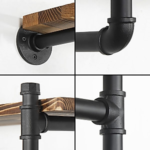 WEBI Wall Mounted Clothes Rack with Shelf,32" Industrial Pipe Clothing Rack with Shelves,Heavy Duty Iron Garment Rack Bar,Retail Display Clothes Rod for Clothes,Laundry Room,Black