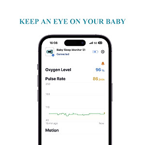 Baby Sleep Monitor, Track Baby Oxygen Level Pulse Rate and Movement, Wearable Foot Monitor with Bluetooth and Free APP, for Baby Safety, Fits Babies 0-36 Months