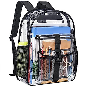 UEASE Clear Backpack for School Heavy Duty 17In Large Clear Bookbag Waterproof Transparent Backpack for Work College