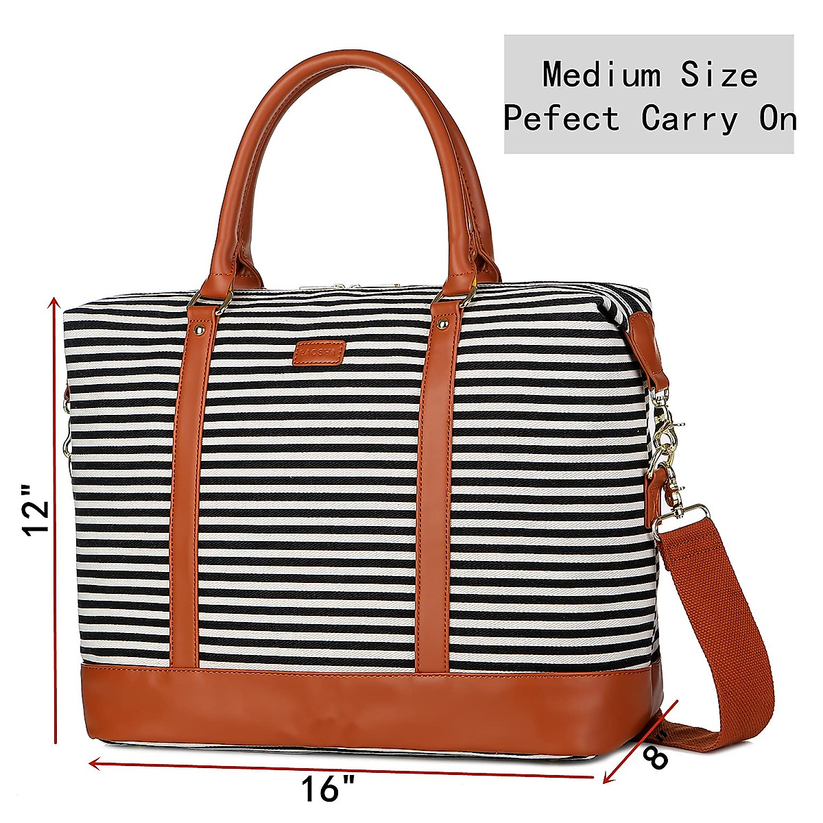 BAOSHA HB-28 Ladies Women Canvas Travel Weekender Bag Overnight Carry-on Duffel Tote Bag (Black)