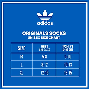 adidas Originals Roller Crew Socks (3-pair), Black/White, Large