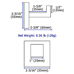 Angle Simple Bath Towel Hook, Solid Metal Bathroom Shower Square Hook Hand Towel Bathrobe Sponges Hanger Kitchen Cabinet Closet Hook Pants and Shirt Holder Polished Chrome, Wall Mounted
