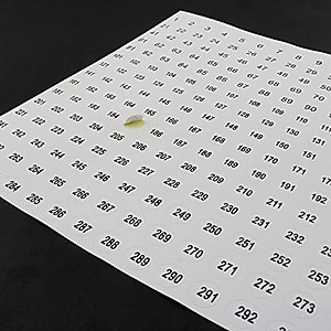 Number Stickers LUORNG 10 Sheets 0.4" 1 to 300 Digital Sticker Circular Self Adhesive Labels (Black on White)