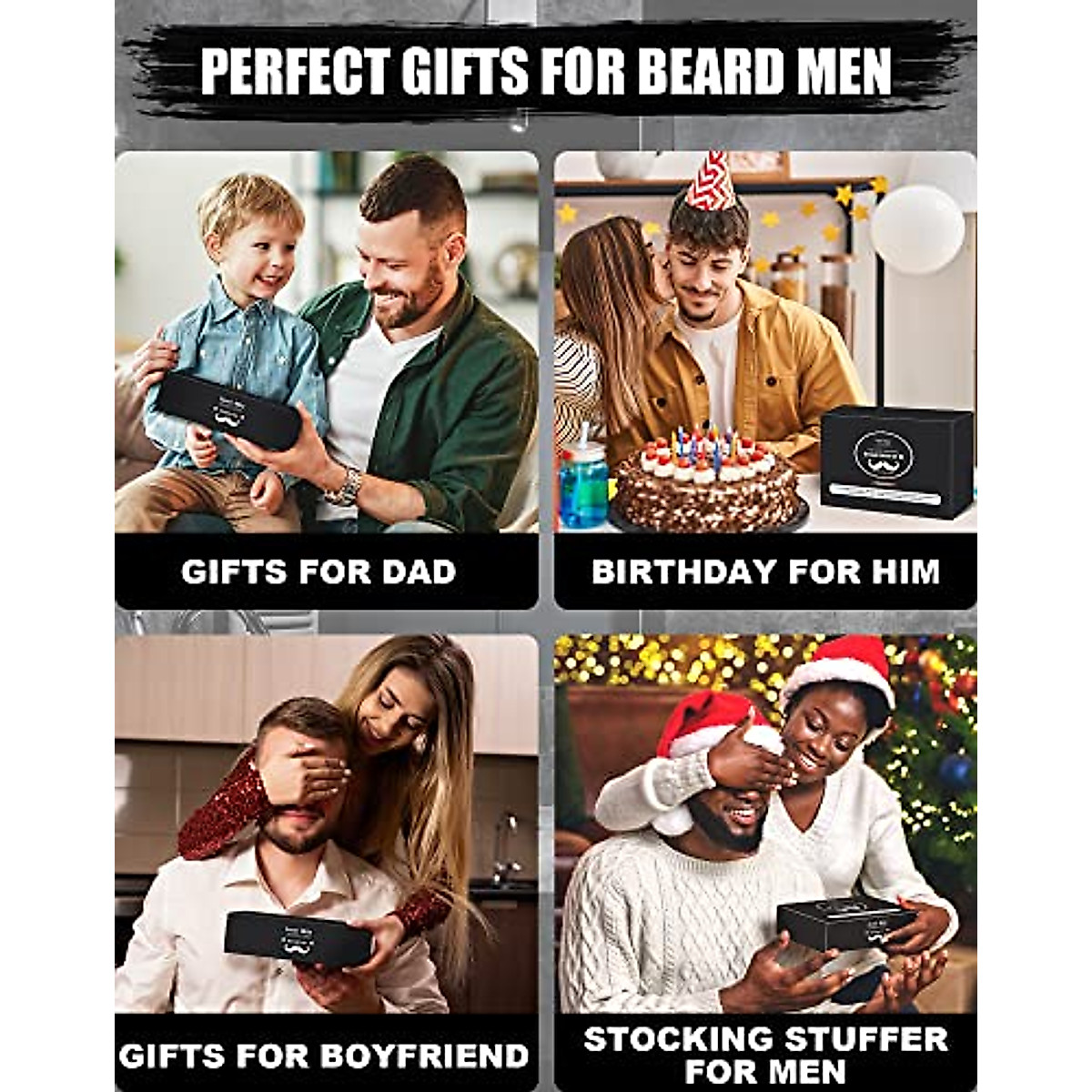 Beard Growth Kit, Beard Kit with Beard Roller, 2 Pack Beard Growth Oil & Growth Serum Spray, Beard Growth Wash, Beard Brush,Beard Comb, Stocking Stuffers Fathers Gifts for Men Dad Boyfriend