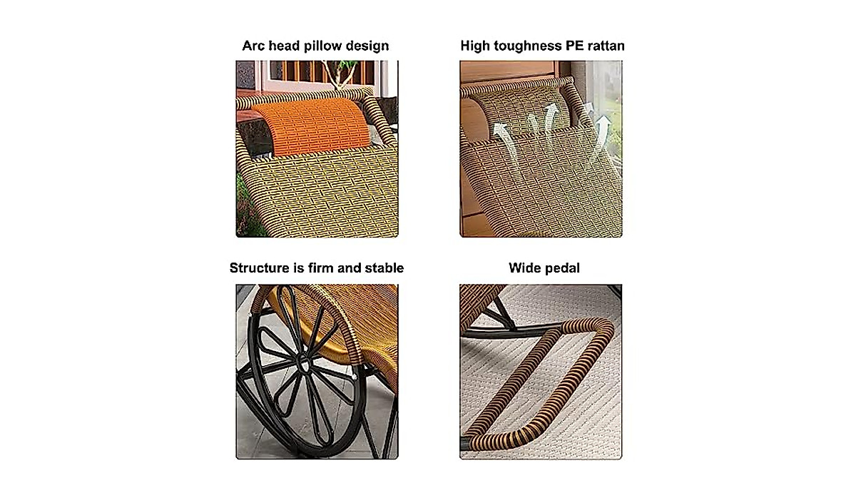JHKZUDG Green Rattan Rocking Chair for Outdoor Relaxation