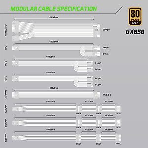 GAMEMAX Rampage Series 850W PCIE 5.0 & ATX 3.0 80 Plus Gold Certified Fully Modular Power Supply, 135mm F.D.B Fan, 105°C Japanese Caps, 10 Year Warranty, GX850, White