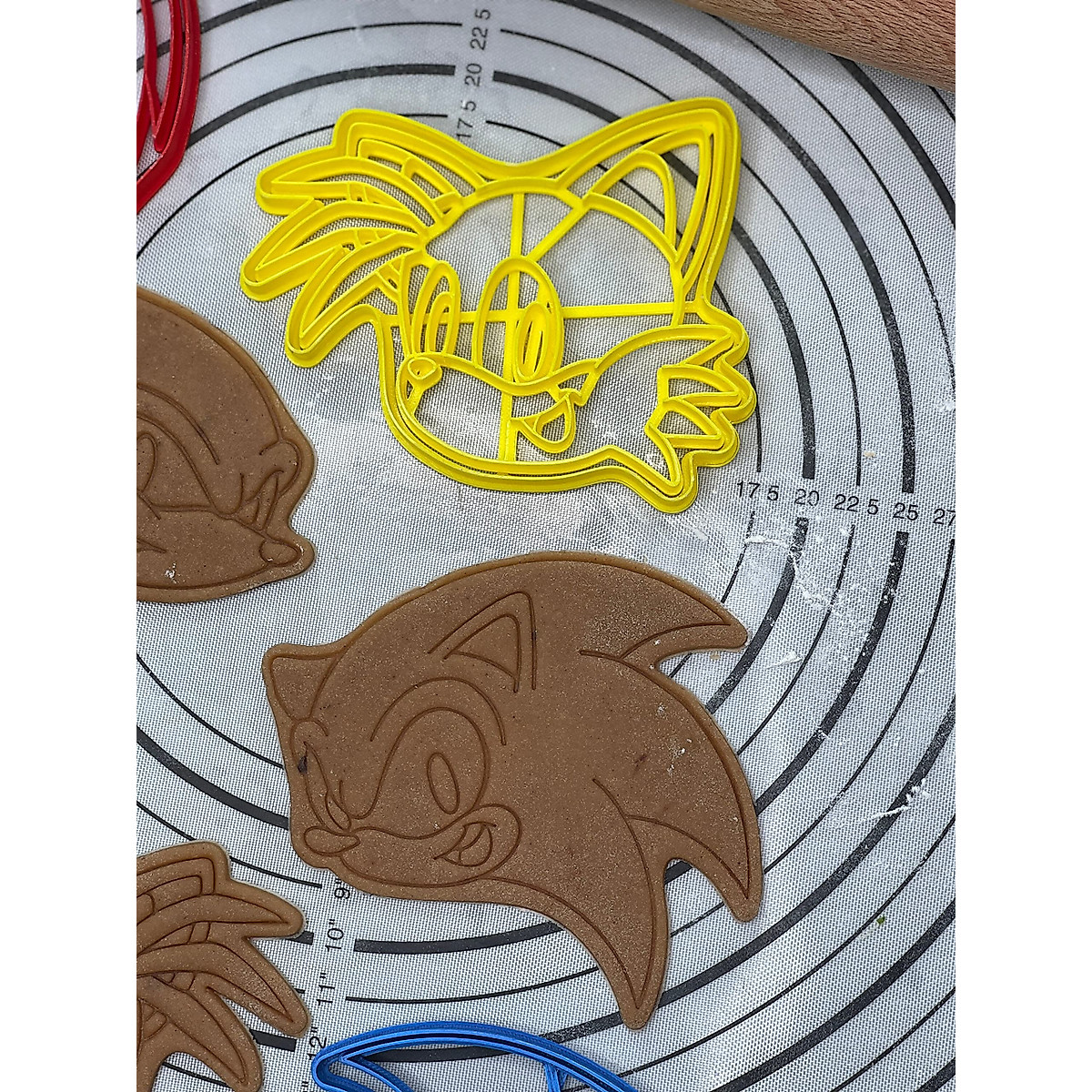 Set of 3 Sonic Knuckles the Echidna Miles Tails Prower Head Cookie Cutters & Molds Produced by 3D Kitchen Art