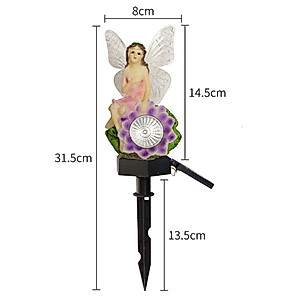 Beaupretty LED Fairy Girl Light Solar Powered Flower Winged Angel Figurine Stake Light Water Resistant Ground Lawn Lamp Ornament for Wisteria