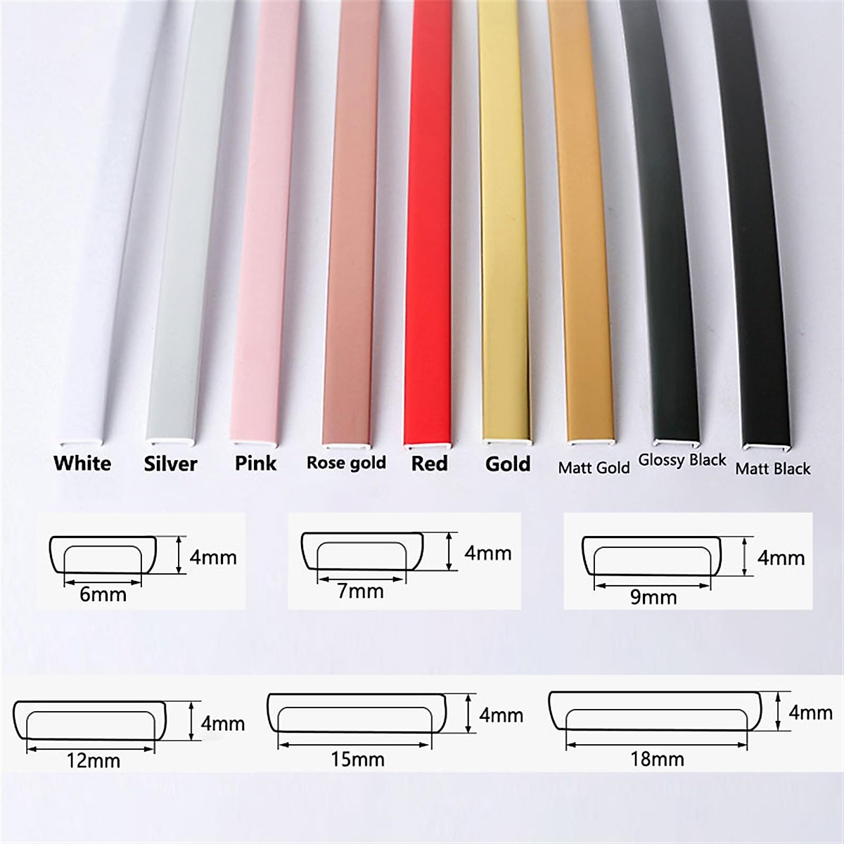 LKYJD U-Shape Edge Banding, 50m PVC Self Adhesive Veneer Edging Trim, Flexible Mirror Border, Peel and Stick Trim Molding for Picture Frame(Gold,18mm)