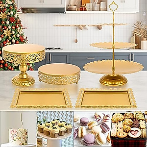5 Pieces Gold Cake Stand Set Metal Cupcake Tray Tea Party Dessert Rack for Wedding Birthday Baby Shower Party Home Decoration Items