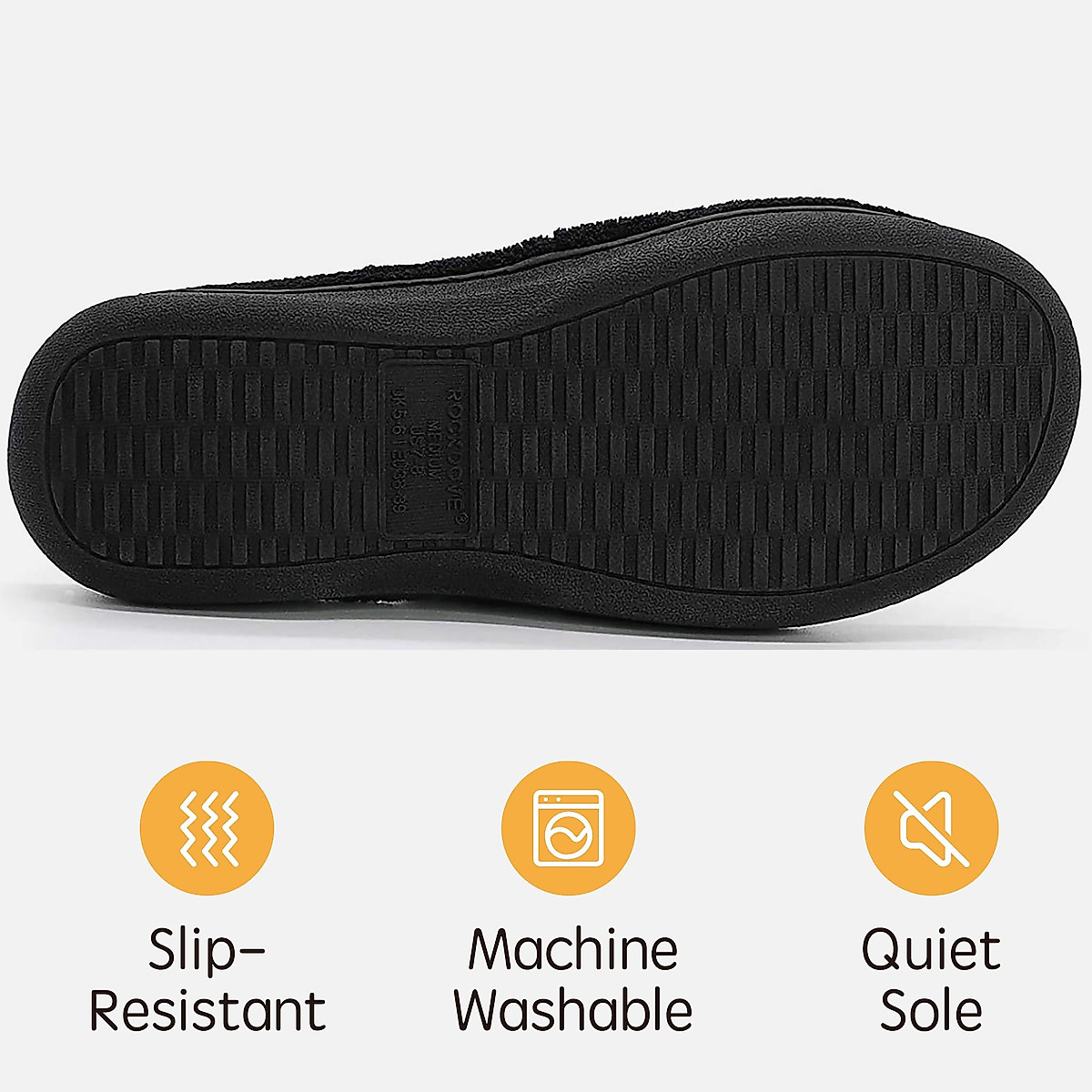 RockDove Men's Adjustable Wrap Memory Foam Slide Slipper, Size 11-12 US Men, Black