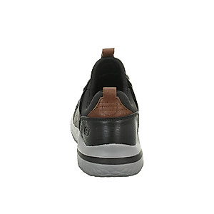 Skechers Men's Delson 3.0-Cicada 210238 Knitted Bungee Lace Slip On, Black/Grey, 10