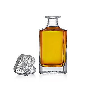 Makerflo Customizable Whiskey Decanter - 750ml Glass Alcohol Decanter with Airtight Bottle Stopper - Ideal Personalized Gift for All Occasions - Clear (1 Piece) - Suitable for engraving.